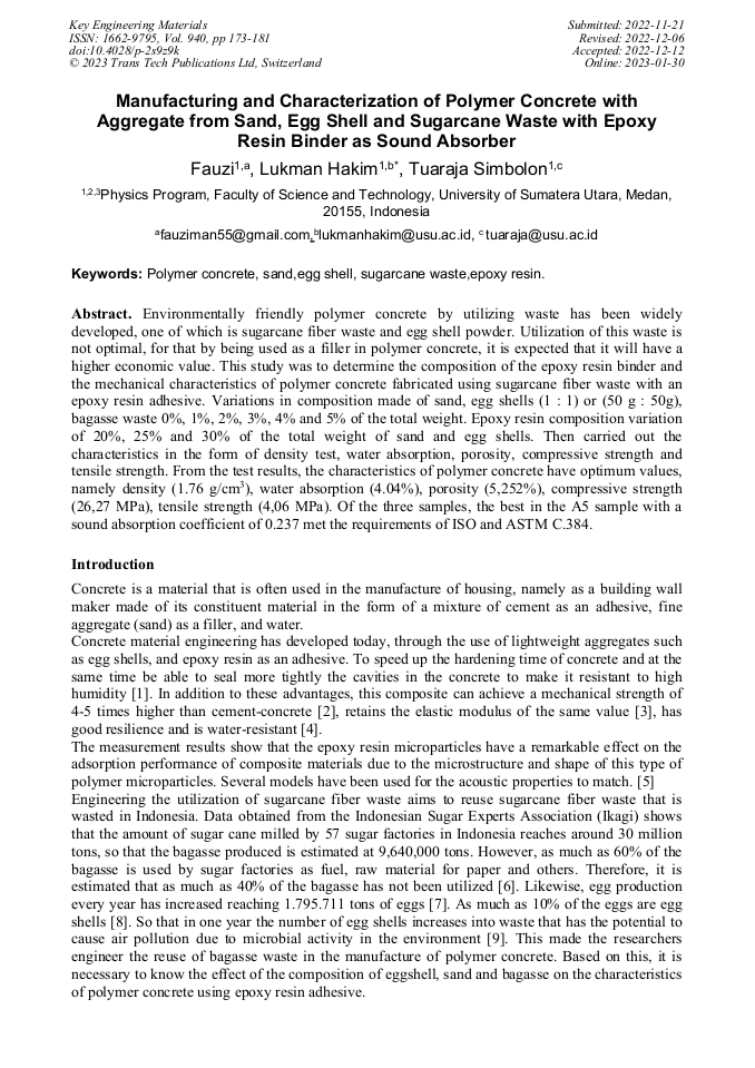 Manufacturing and Characterization of Polymer Concrete with Aggregate ...
