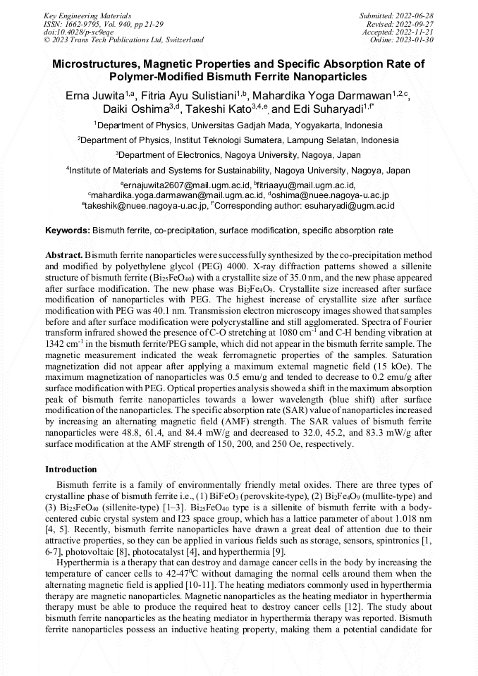 Microstructures, Magnetic Properties and Specific Absorption Rate of ...