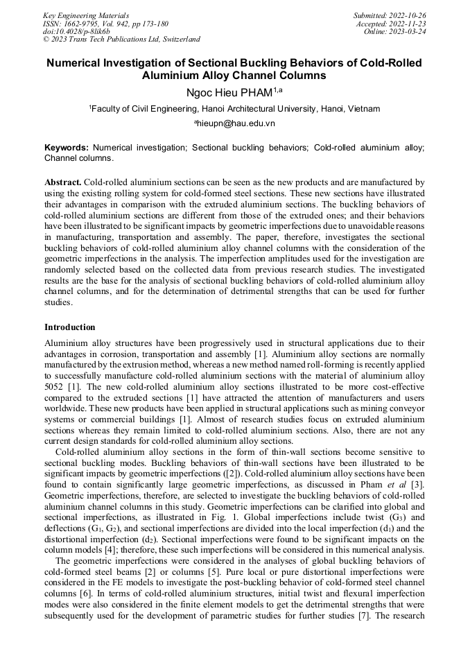Numerical Investigation of Sectional Buckling Behaviors of Cold-Rolled ...