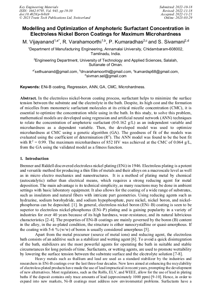 Modelling and Optimization of Amphoteric Surfactant Concentration in ...