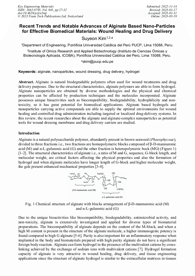 Recent Trends and Notable Advances of Alginate Based Nano-Particles for ...