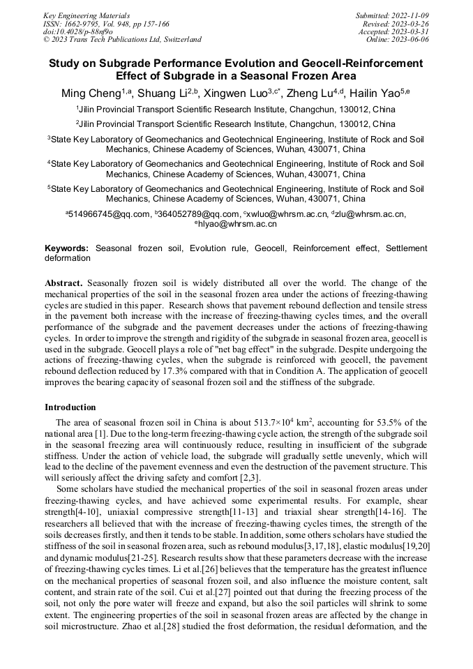 Study on Subgrade Performance Evolution and Geocell-Reinforcement ...
