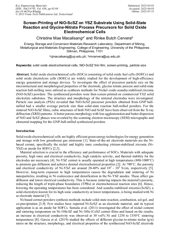 Screen-Printing of NiO-ScSZ on YSZ Substrate Using Solid-State Reaction ...