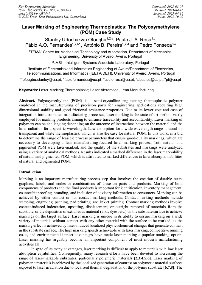 Laser Marking of Engineering Thermoplastics: The Polyoxymethylene (POM ...