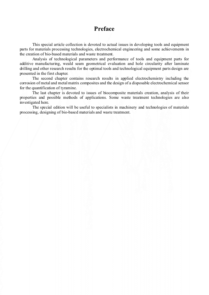 Preface | Tools and Technologies for Materials Processing, Electrochemistry and Waste Treatment ...