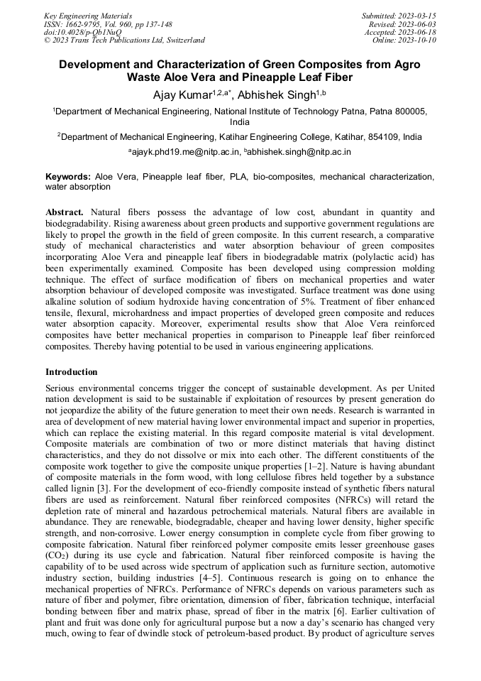 Development and Characterization of Green Composites from Agro Waste ...