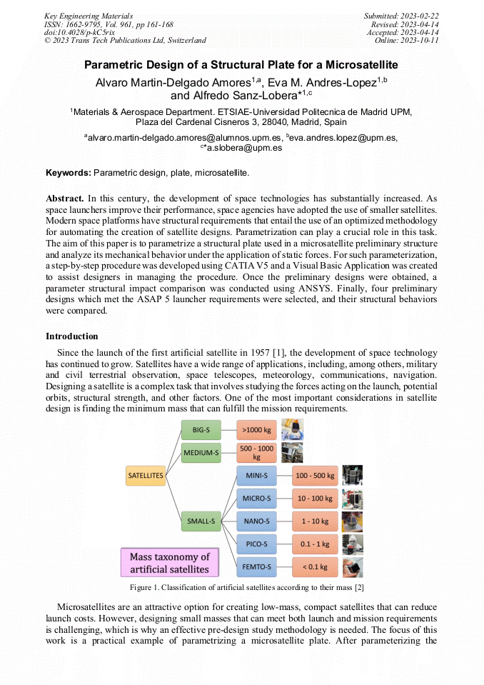 Parametric Design of a Structural Plate for a Microsatellite ...