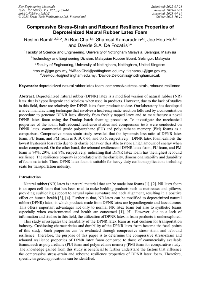 Compressive Stress-Strain and Rebound Resilience Properties of ...