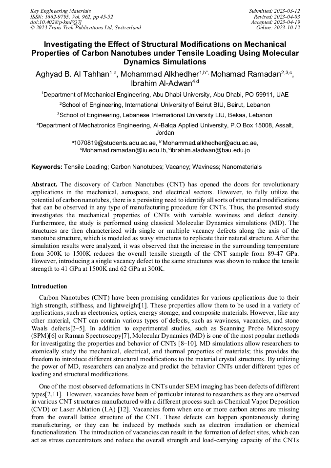 Investigating the Effect of Structural Modifications on Mechanical ...