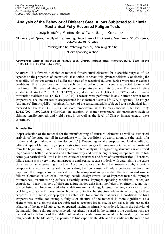 Analysis of the Behavior of Different Steel Alloys Subjected to ...