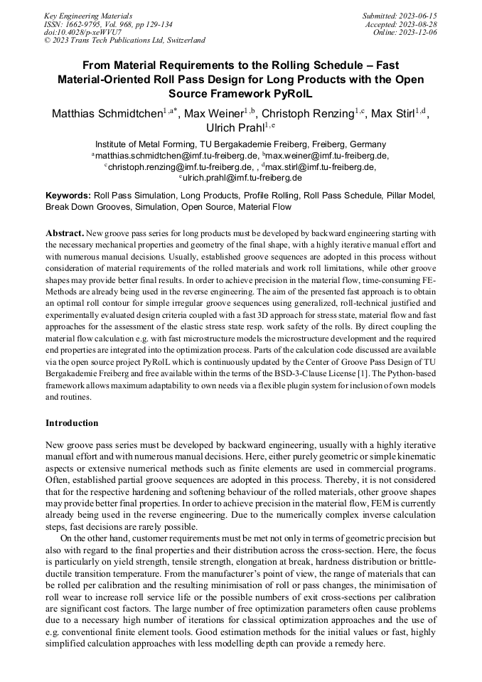 From Material Requirements to the Rolling Schedule - Fast Material ...