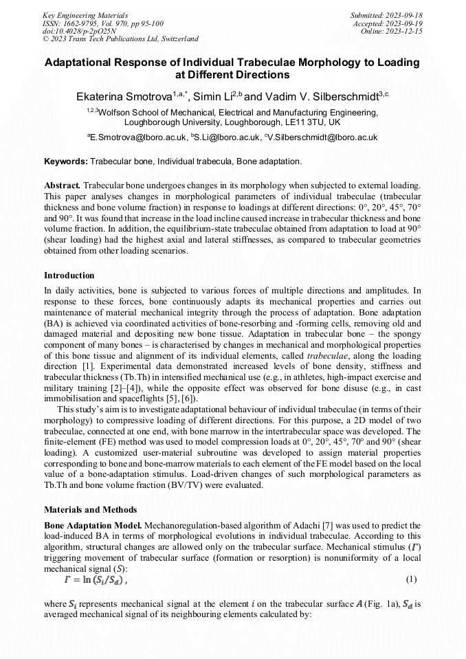 Adaptational Response of Individual Trabeculae Morphology to Loading at ...