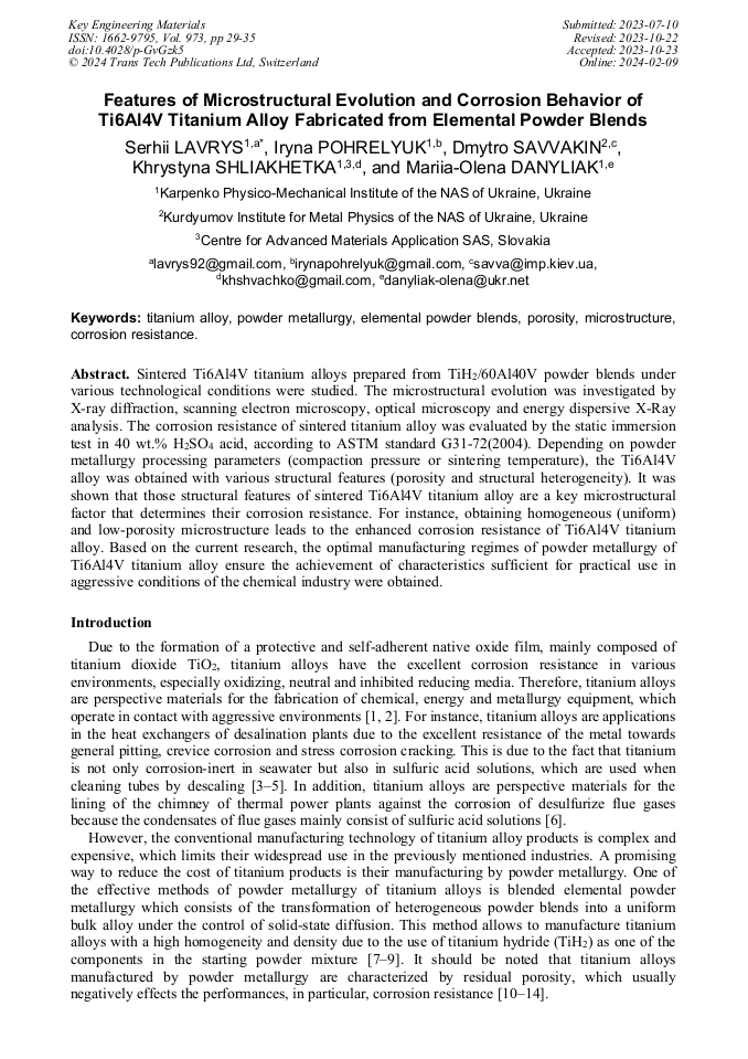 Features of Microstructural Evolution and Corrosion Behavior of Ti6Al4V ...