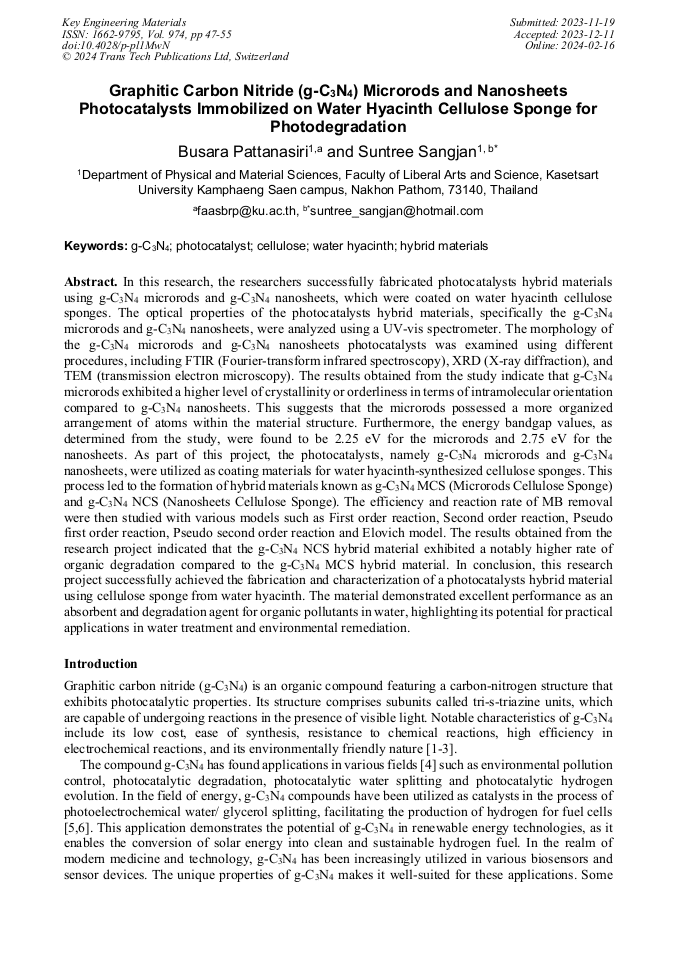 Graphitic Carbon Nitride (g-C3N4) Microrods and Nanosheets ...