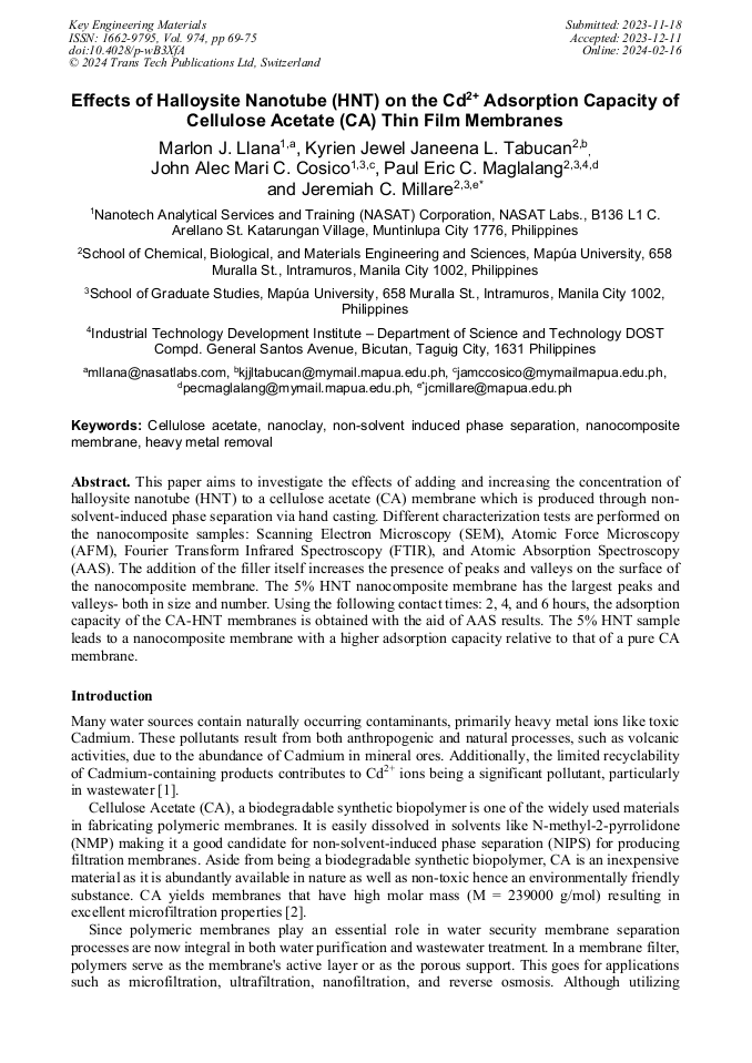 Effects of Halloysite Nanotube (HNT) on the Cd2+ Adsorption Capacity of ...