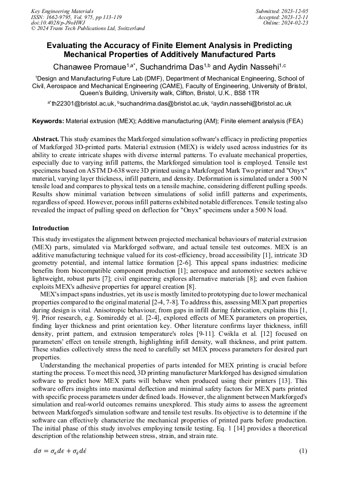 Evaluating the Accuracy of Finite Element Analysis in Predicting Mechanical Properties of ...