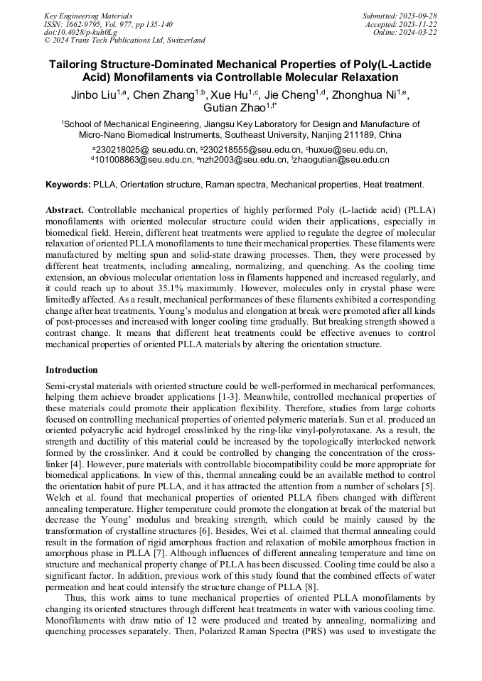 Tailoring Structure-Dominated Mechanical Properties of Poly(L-Lactide ...