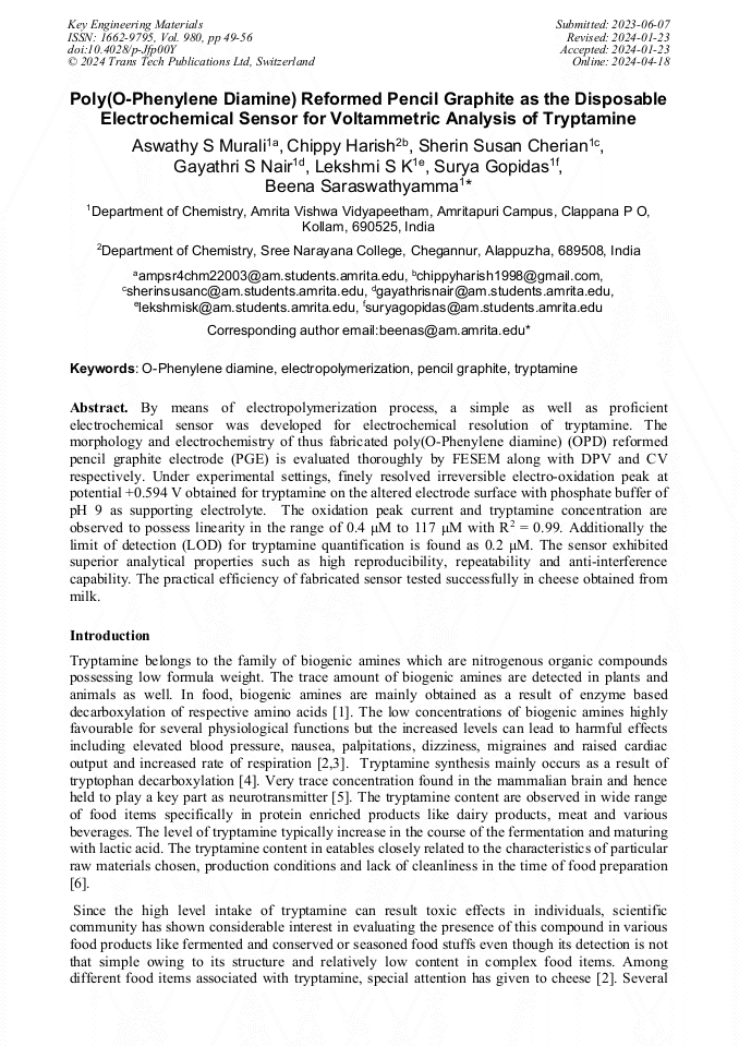 Poly(O-Phenylene Diamine) Reformed Pencil Graphite as the Disposable ...