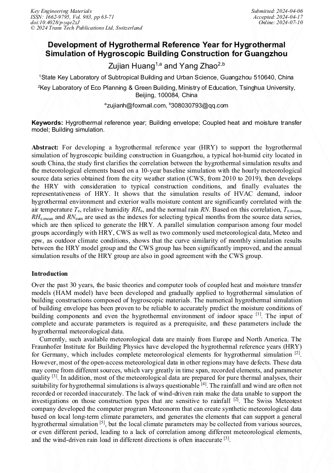 Development of Hygrothermal Reference Year for Hygrothermal Simulation ...