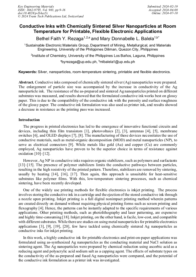 Conductive Inks with Chemically Sintered Silver Nanoparticles at Room ...