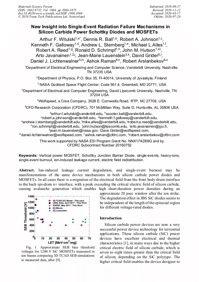 New Insight into Single-Event Radiation Failure Mechanisms in Silicon ...