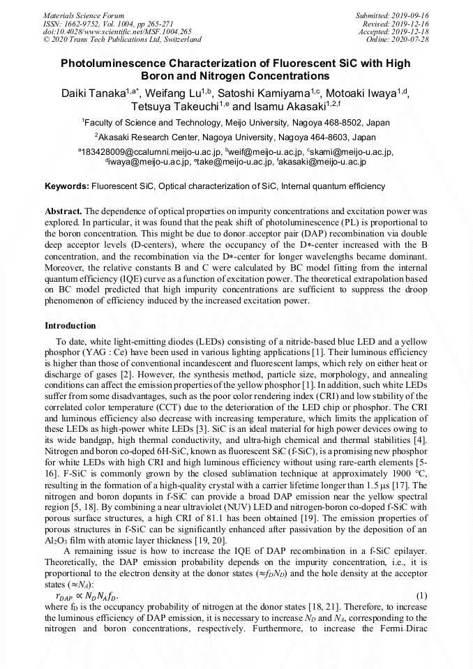 Photoluminescence Characterization of Fluorescent Sic with High Boron ...