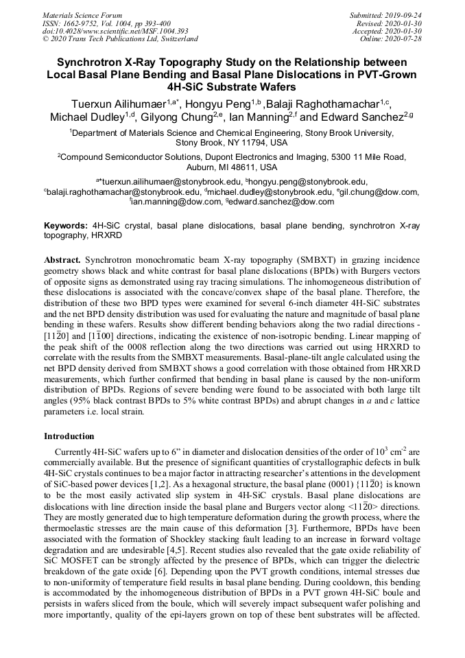 Synchrotron X-Ray Topography Study on the Relationship between Local ...