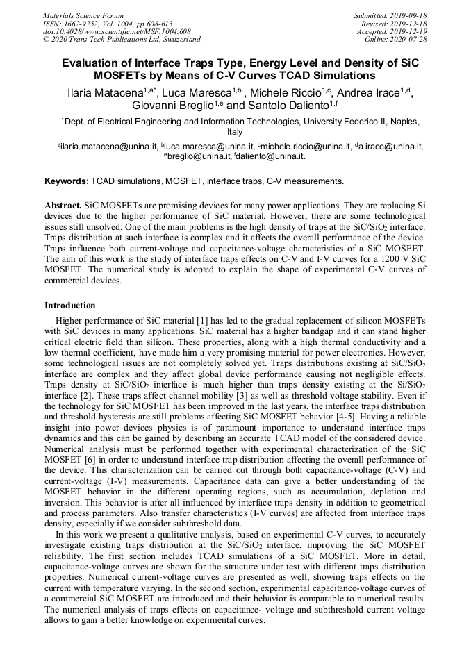 Evaluation of Interface Traps Type, Energy Level and Density of SiC ...