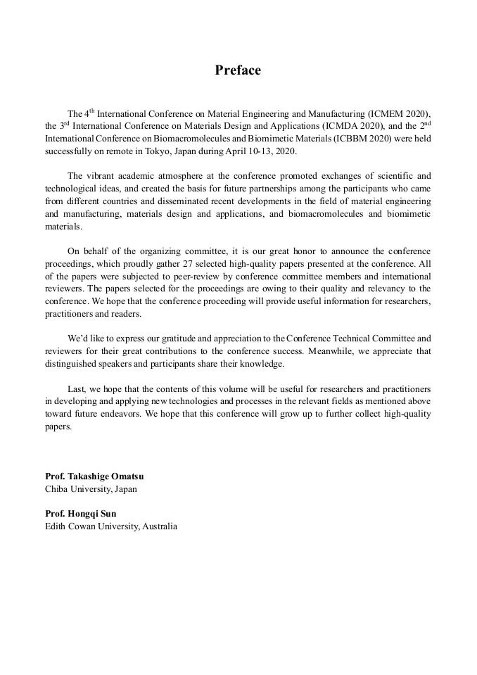 Preface | Material Engineering and Manufacturing III | Scientific.Net