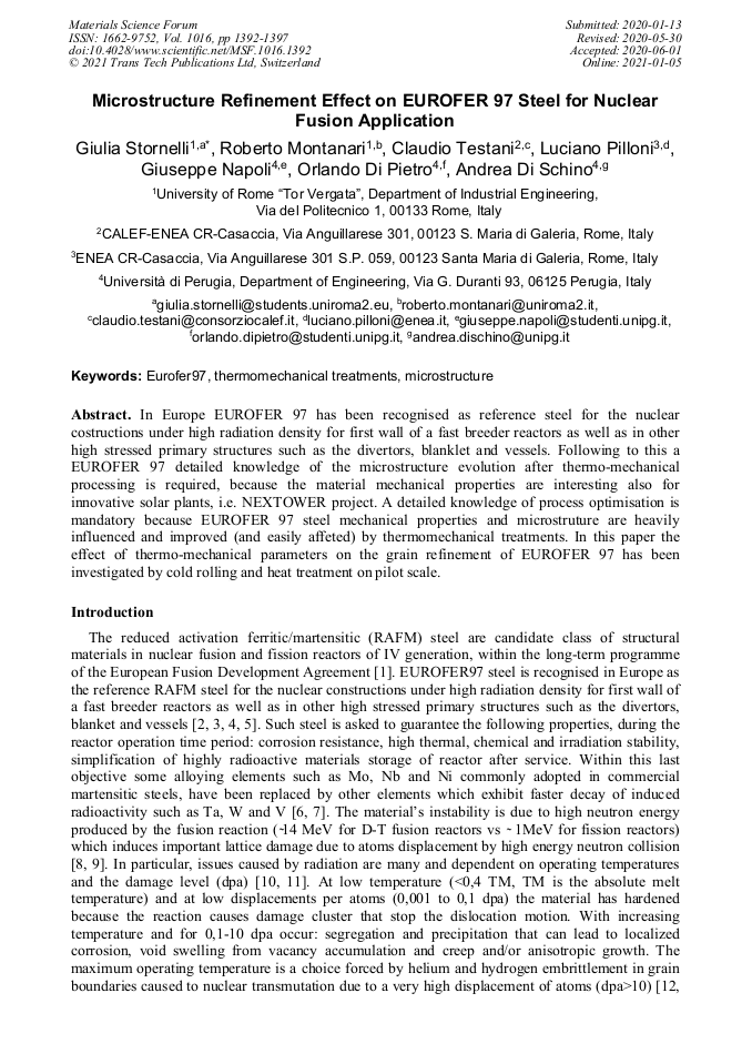 Microstructure Refinement Effect on EUROFER 97 Steel for Nuclear Fusion ...