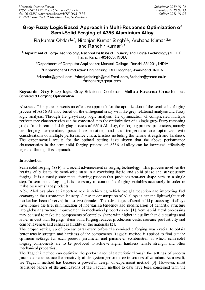 Grey-Fuzzy Logic Based Approach in Multi-Response Optimization of Semi ...