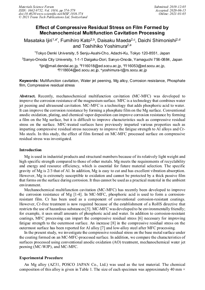 Effect of Compressive Residual Stress on Film Formed by Mechanochemical ...