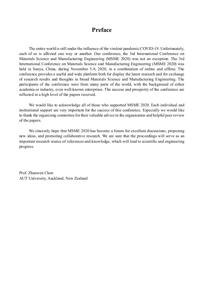 Preface | Materials Science and Manufacturing Engineering | Scientific.Net