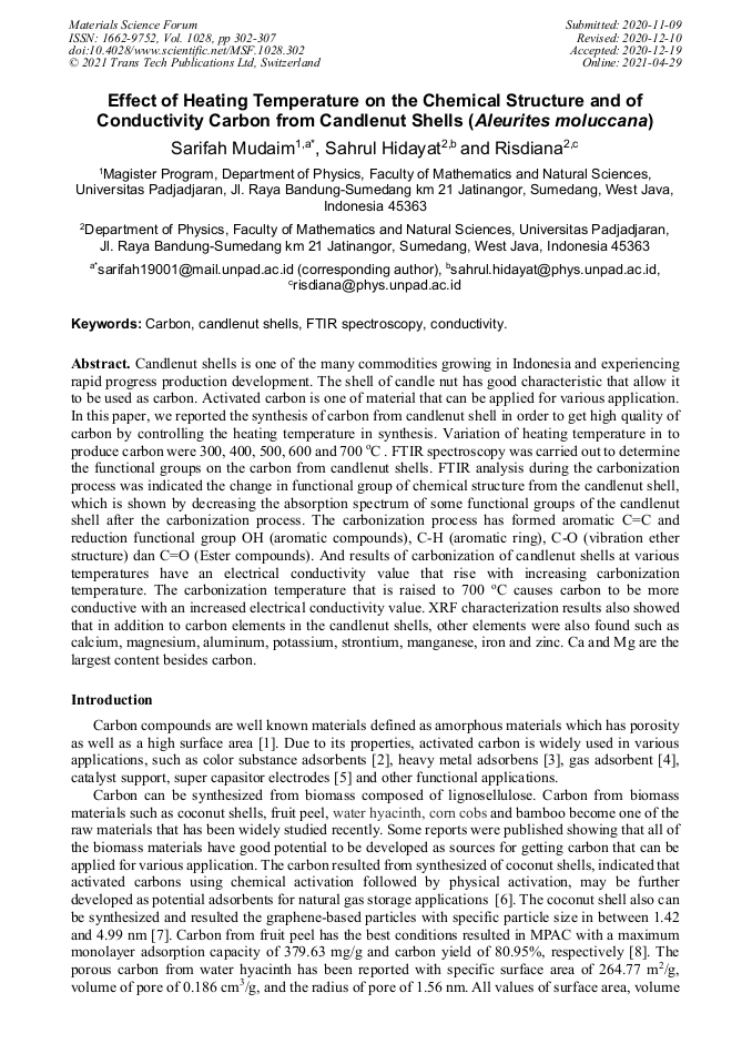 Effect of Heating Temperature on the Chemical Structure and of ...