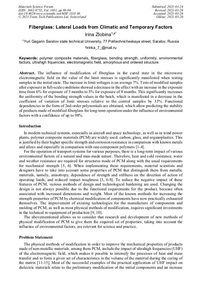 Fiberglass: Lateral Loads from Climatic and Temporary Factors ...