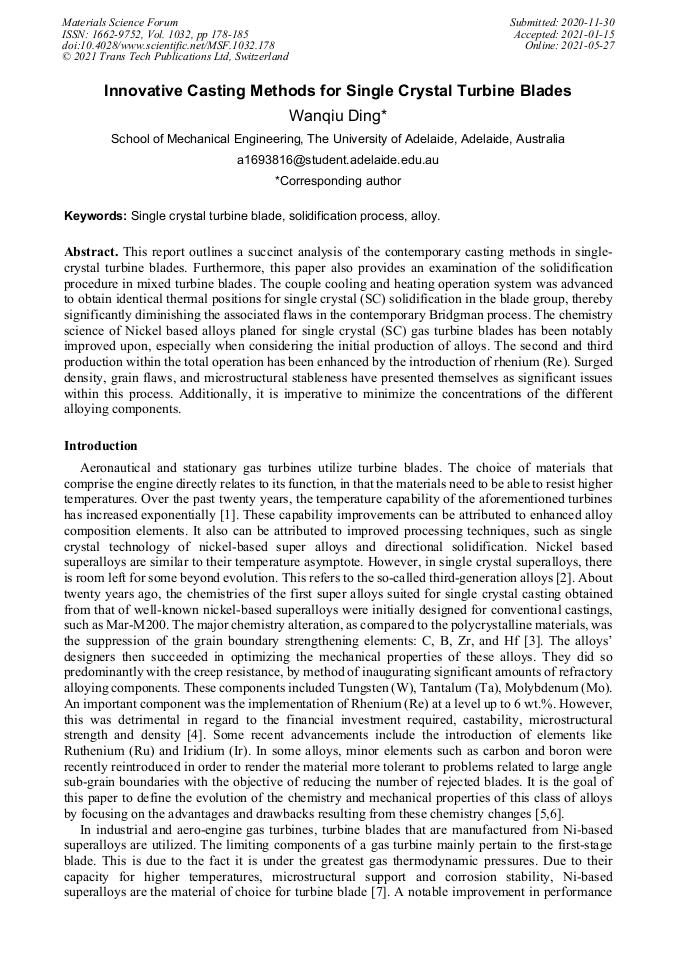 Innovative Casting Methods for Single Crystal Turbine Blades ...