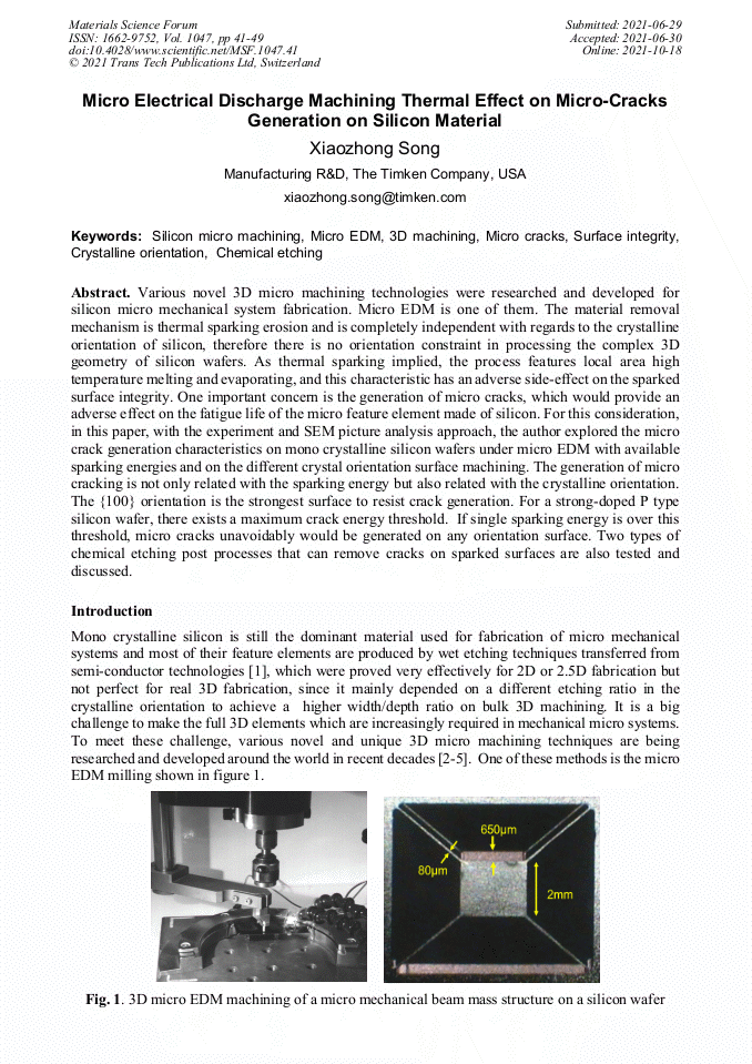 Micro Electrical Discharge Machining Thermal Effect on Micro-Cracks ...