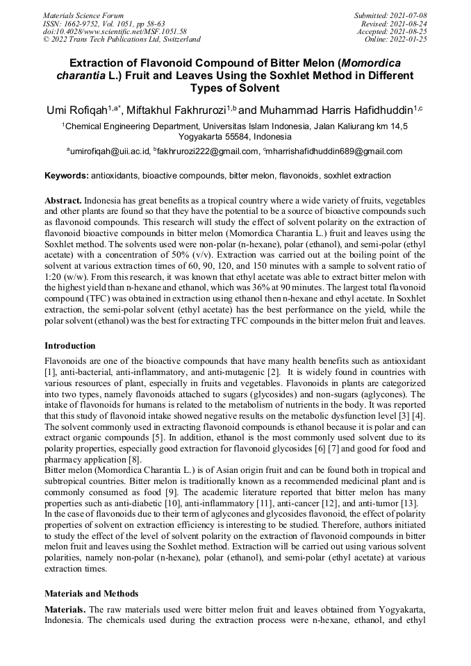 Extraction of Flavonoid Compound of Bitter Melon (Momordica charantia L ...