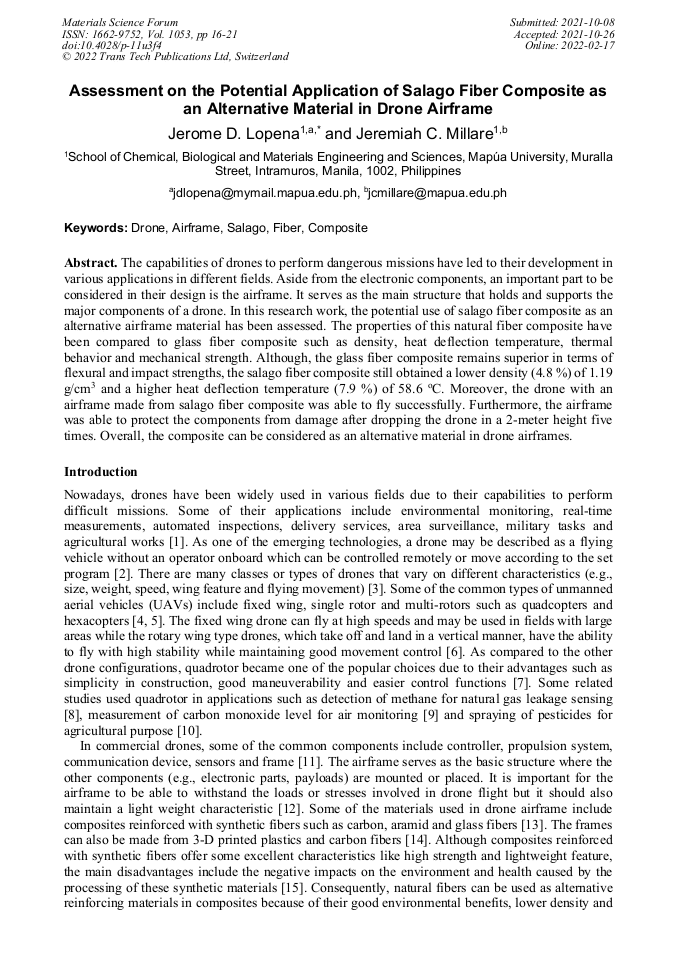 Assessment on the Potential Application of Salago Fiber Composite as an ...