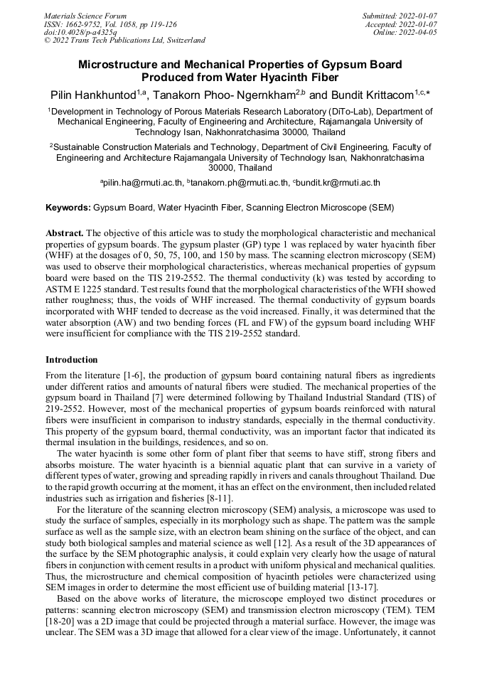 Microstructure and Mechanical Properties of Gypsum Board Produced from ...