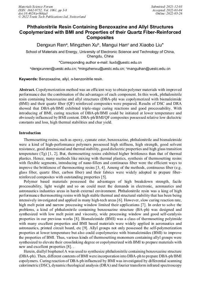 Phthalonitrile Resin Containing Benzoxazine and Allyl Structures ...
