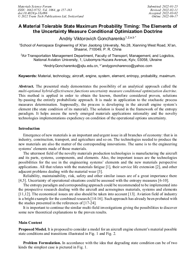 A Material Tolerable State Maximum Probability Timing: The Elements of ...