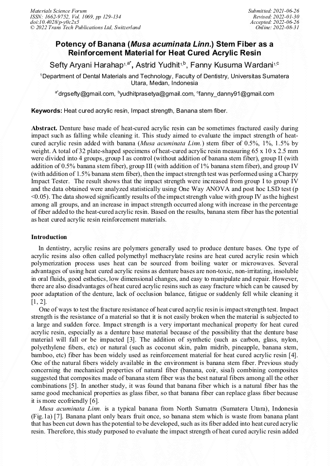 Potency of Banana (Musa acuminata Linn.) Stem Fiber as a Reinforcement ...
