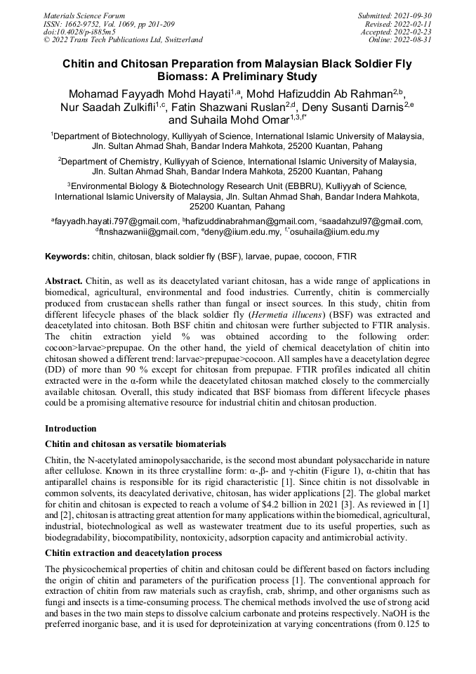 Chitin and Chitosan Preparation from Malaysian Black Soldier Fly ...