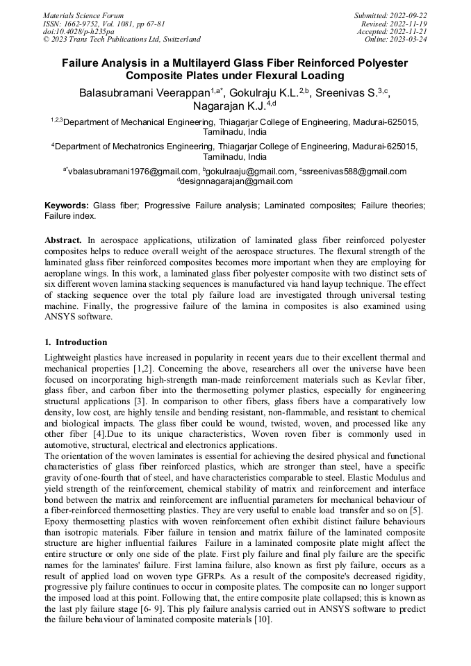 Failure Analysis in a Multilayerd Glass Fiber Reinforced Polyester ...