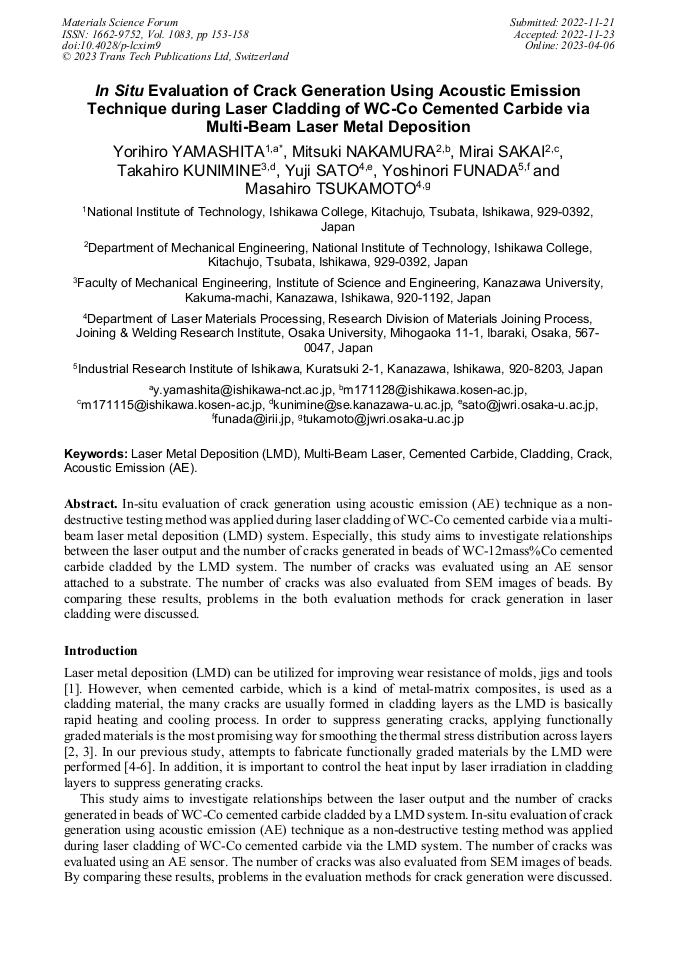 In Situ Evaluation of Crack Generation Using Acoustic Emission ...