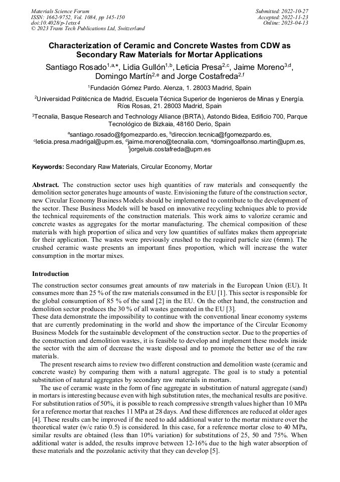 Characterization of Ceramic and Concrete Wastes from CDW as Secondary ...