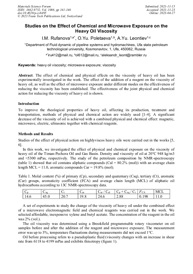 Studies on the Effect of Chemical and Microwave Exposure on the Heavy ...