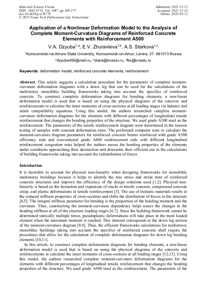 Application of a Nonlinear Deformation Model to the Analysis of ...