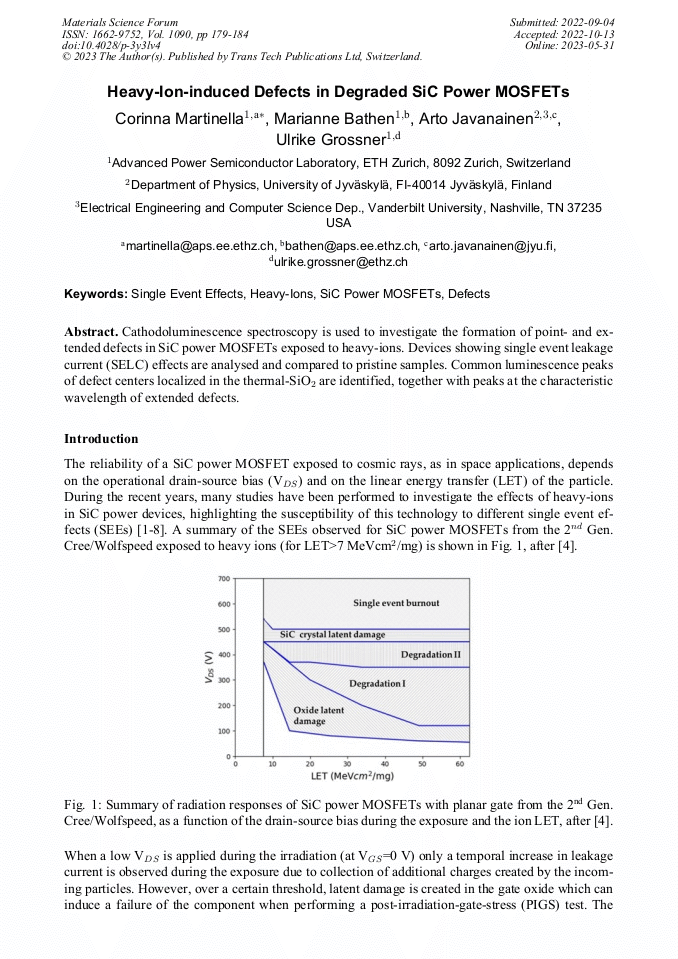 Heavy-Ion-Induced Defects in Degraded SiC Power MOSFETs | Scientific.Net